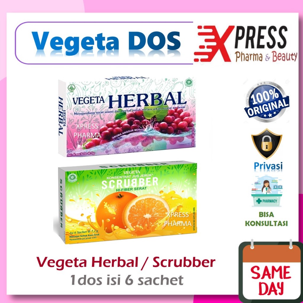 Jual ⚡XPRESS⚡ DOS Vegeta Herbal / Scrubber isi 6 sachet Scruber Orange ...
