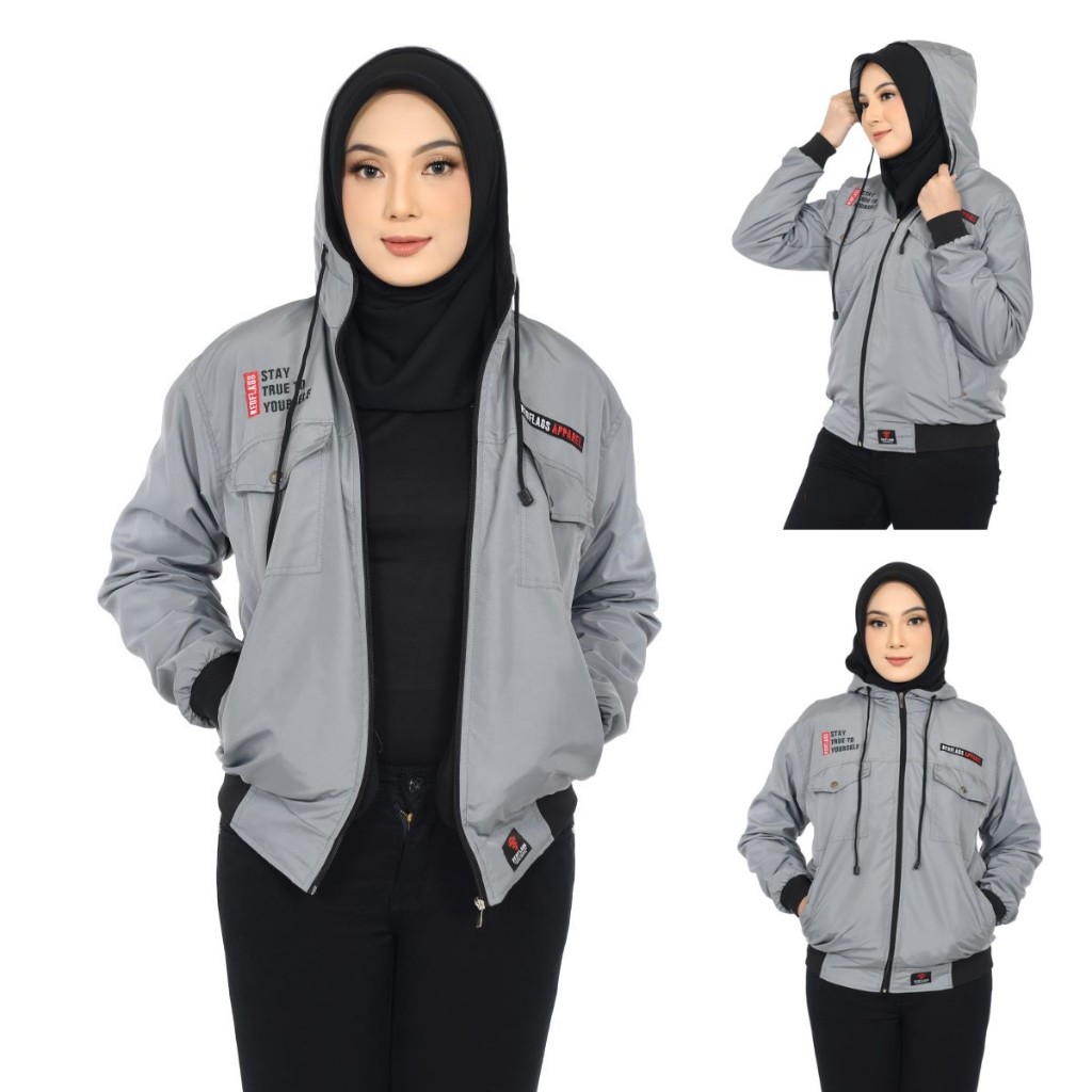 Jual JAKET PARASUT WANITA ANTI AIR SEMI PARKA TEBAL JACKET BOMBER CEWEK ...