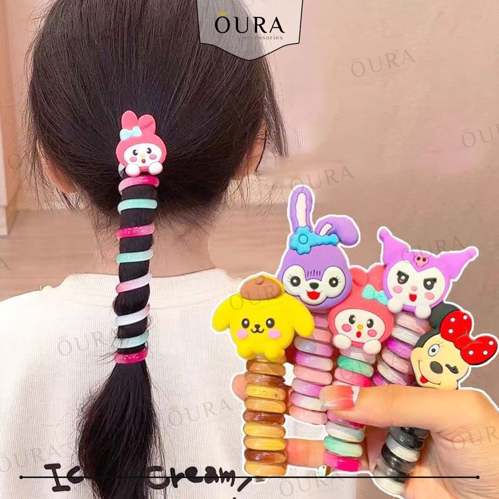 Jual Ikat Rambut Anak Spiral Motif Karakter Kuromi Melody Minimouse ...