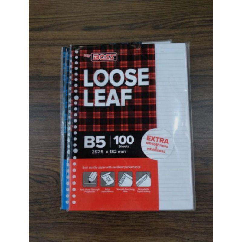 Jual Kertas Binder Isi Loose Leaf Big Boss B5 A5 isi 50 lembar dan 100 sheets | Shopee Indonesia