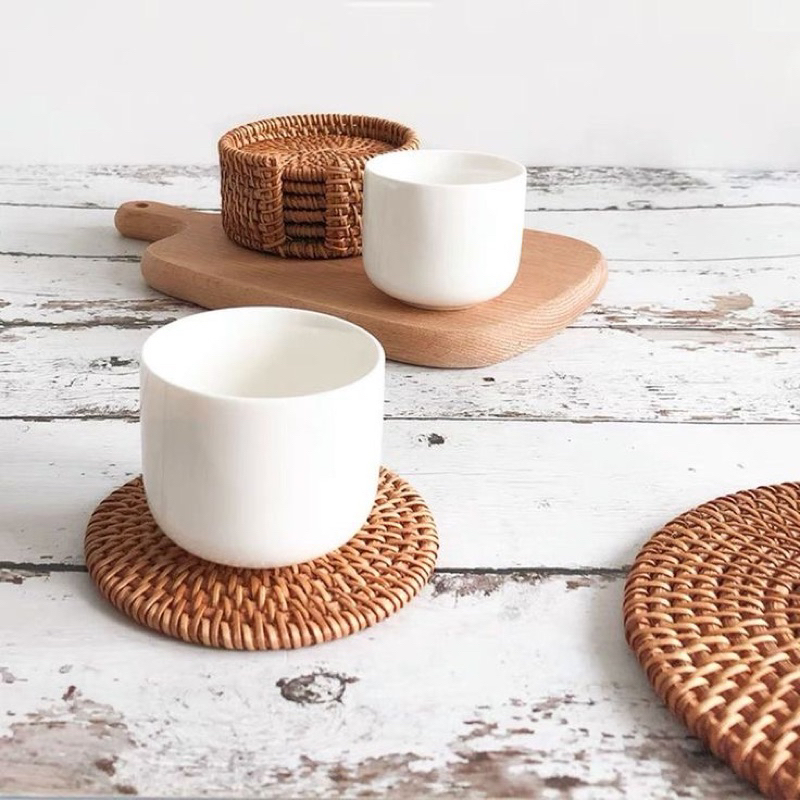 Jual Tatakan gelas rotan aesthetic makna dimensi rattan coaster ...