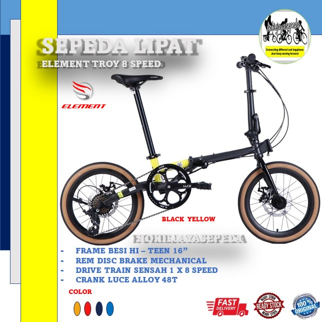 Jual SALE....Sepeda Lipat 16" element TROY 8 speed REM disc mechanical ...