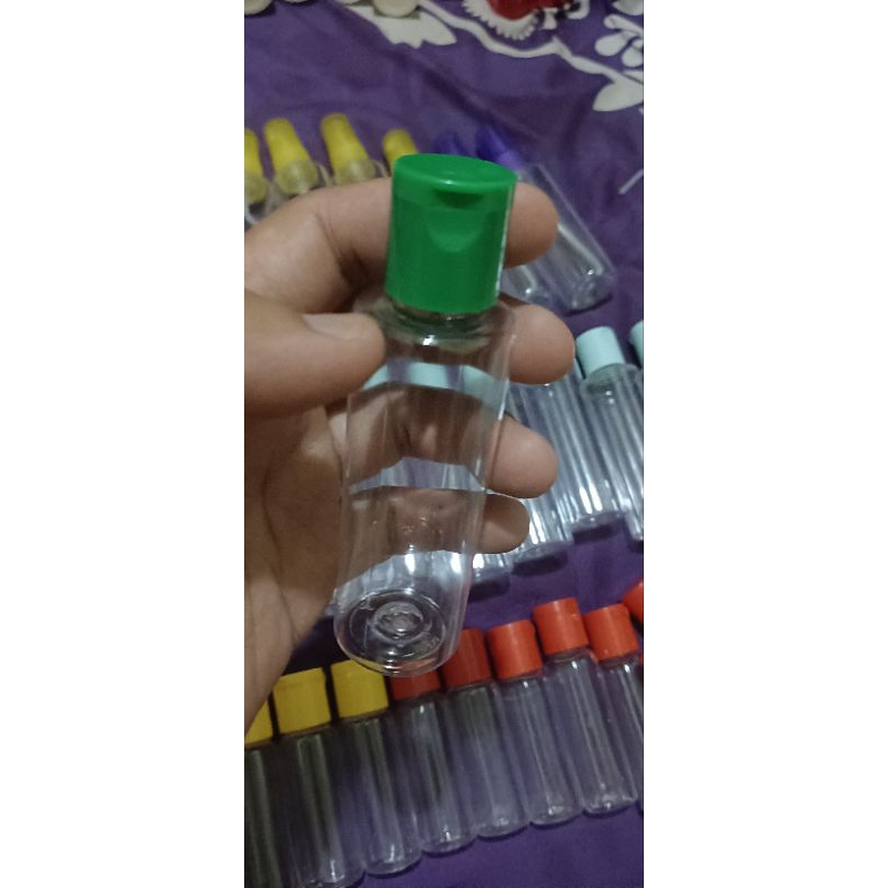 Jual botol 60ml fliptop plastik minyak/lotion petak tutup hijau tua ...