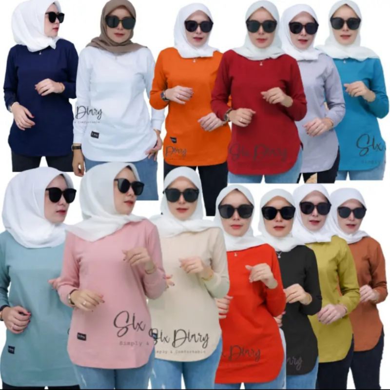 Jual Baju Atasan Wanita Kaos Polos Oval Lengan Panjang Six Diary ... Jual Baju Atasan Wanita Kaos Polos Oval Lengan Panjang Six Diary ...