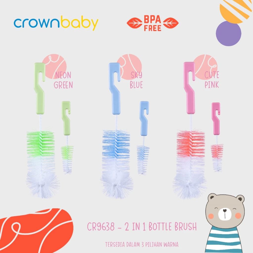 Jual CROWN Sikat Botol Susu Dot Bayi / Pembersih Botol Spon / Sikat ...