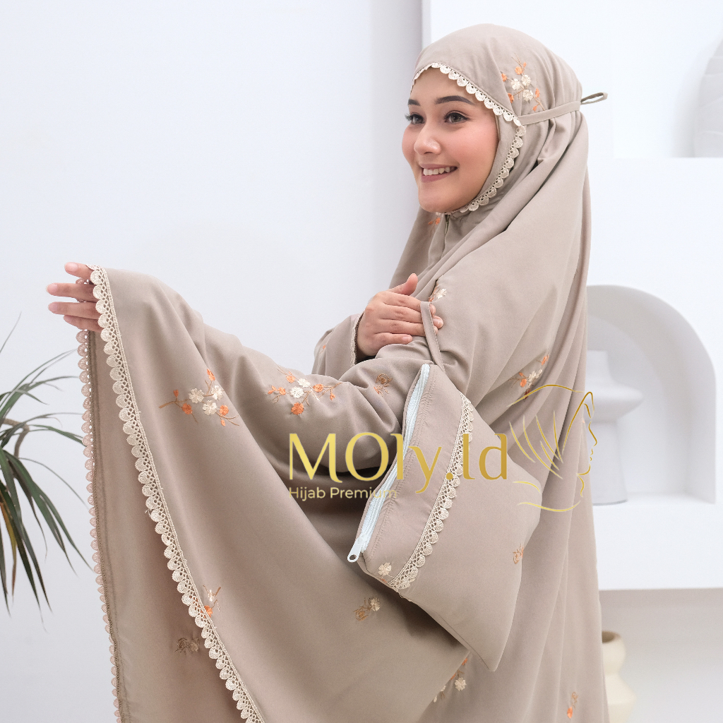 Jual Mukena Bordir Katun Premium 2in1 Bunga Sakura Renda Mewah Terbaru ...