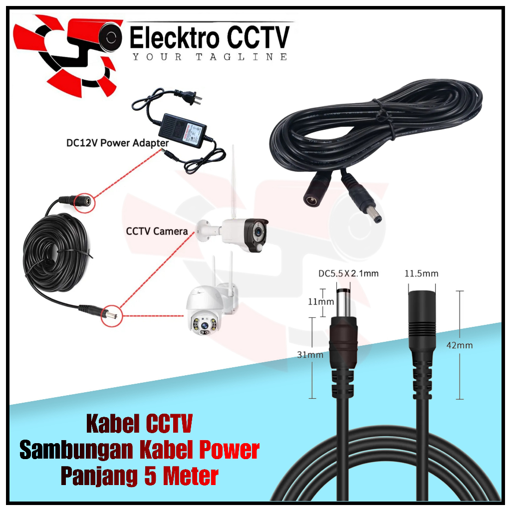 Jual Sambungan Kabel POWER CCTV 5,5MM Sambungan Kabel Listrik Kabel ...