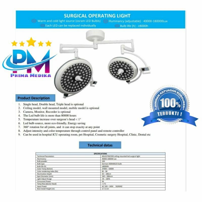 Jual Lampu operasi Double Ceiling (LED) / Operating Lamp Doubel Ceiling ...