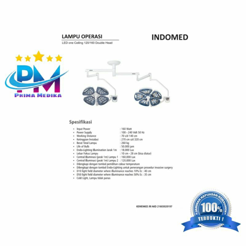 Jual Lampu Operasi Double Ceiling LED Indomed / Operating Lamp LED ...