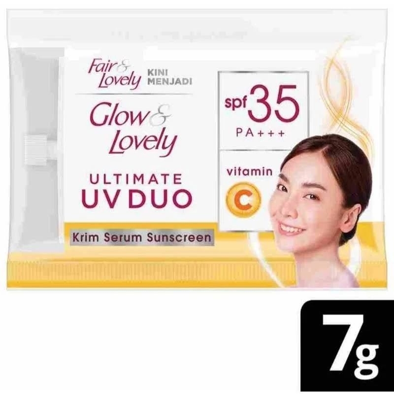 Jual Glow & Lovely Ultimate UV Duo Krim Vit C & Niacinamide Sunscreen SPF 35 PA+++ [7 g] Sachet ...
