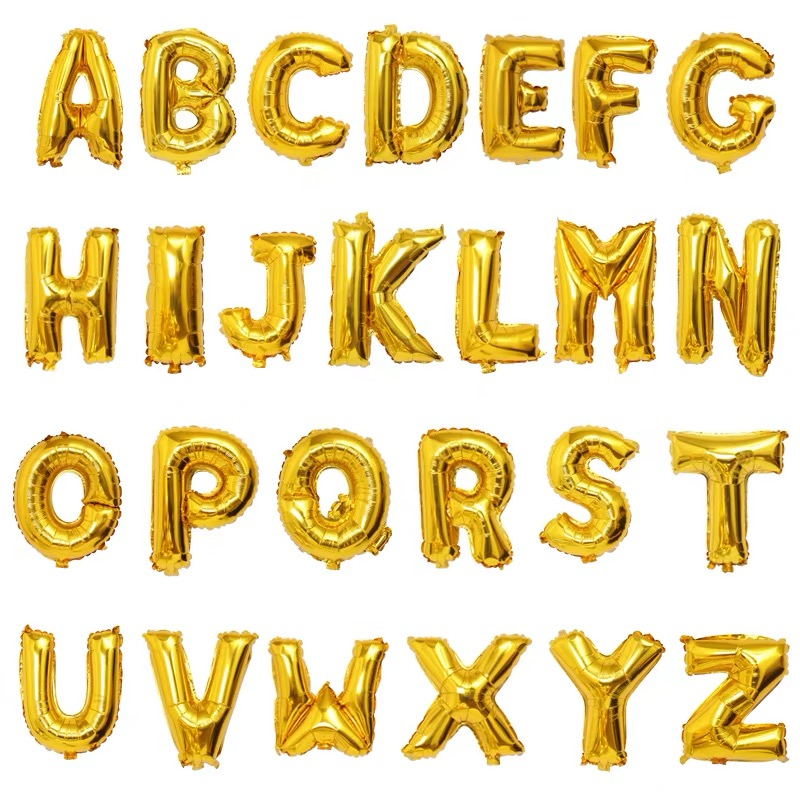 Jual Balon Foil Huruf 40cm abjad Huruf A-Z Gold Ballon Alfabet Happy ...