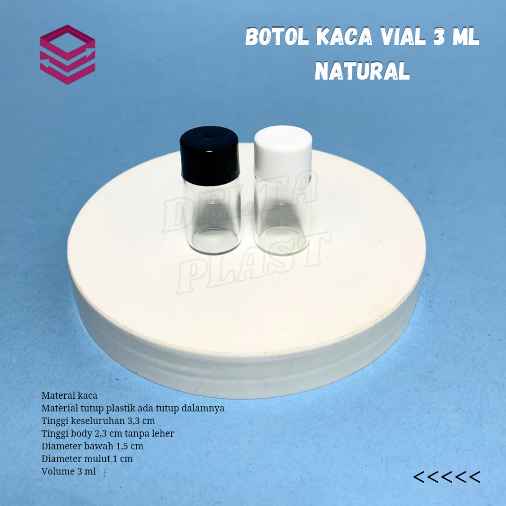 Jual Botol kaca vial 3ml clear tutup plastik / Botol tester, sample ...
