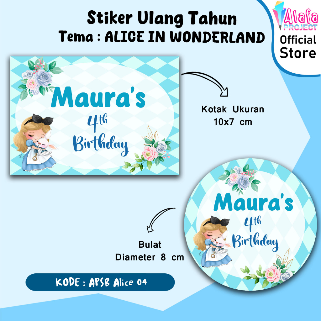 Jual Alafaproject Stiker Label Ultah Ulang Tahun Birthday Alice in ...