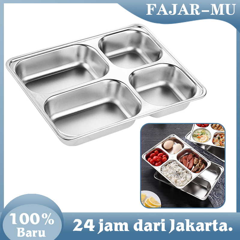 Jual Piring Sekat Stainless 4 Sekat Piring Diet Tempat Makan Tahan ...
