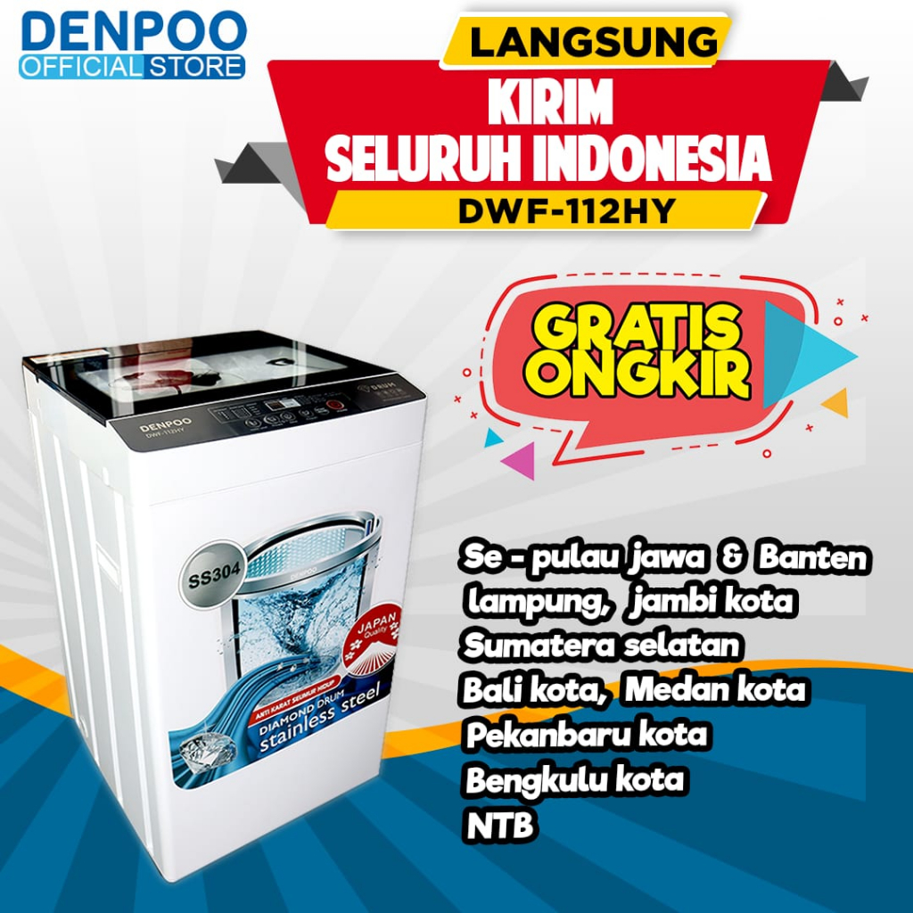 Jual Denpoo Mesin Cuci 1 Tabung Top Loading DWF-112 HY 7 KG Stainless Steel Inner Tub | Shopee ...