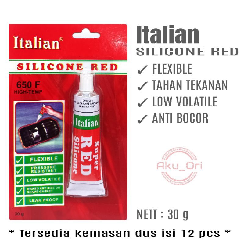 Jual LEM ITALIAN SILICON RED 30 GRAM lem merah silikon 30 g | Shopee ...