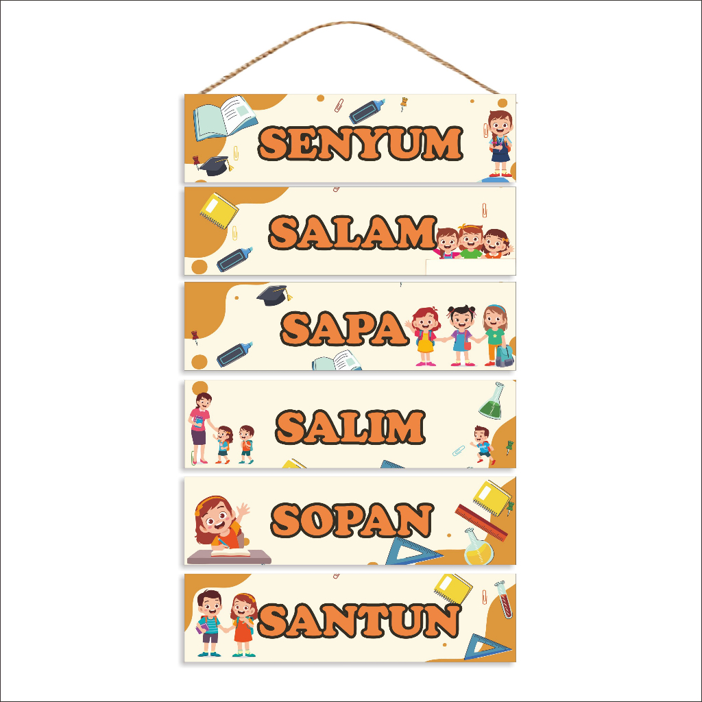 Jual Prima Shabby Hiasan Pajangan Dinding Sekolah Kelas Budaya 5S 6S Wooden 48x30cm | Shopee ...