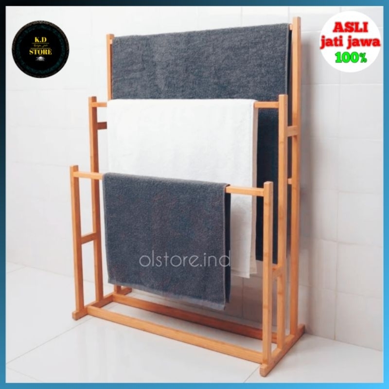 Jual BIG PROMO JEMURAN HANDUK PREMIUM KAYU JATI JAWA / GANTUNGAN HANDUK ...