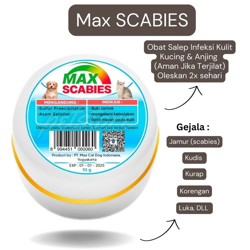 Jual MAX SCABIES SALEP Obat Scabies Jamur Kucing Anjing Anti Gatal ...
