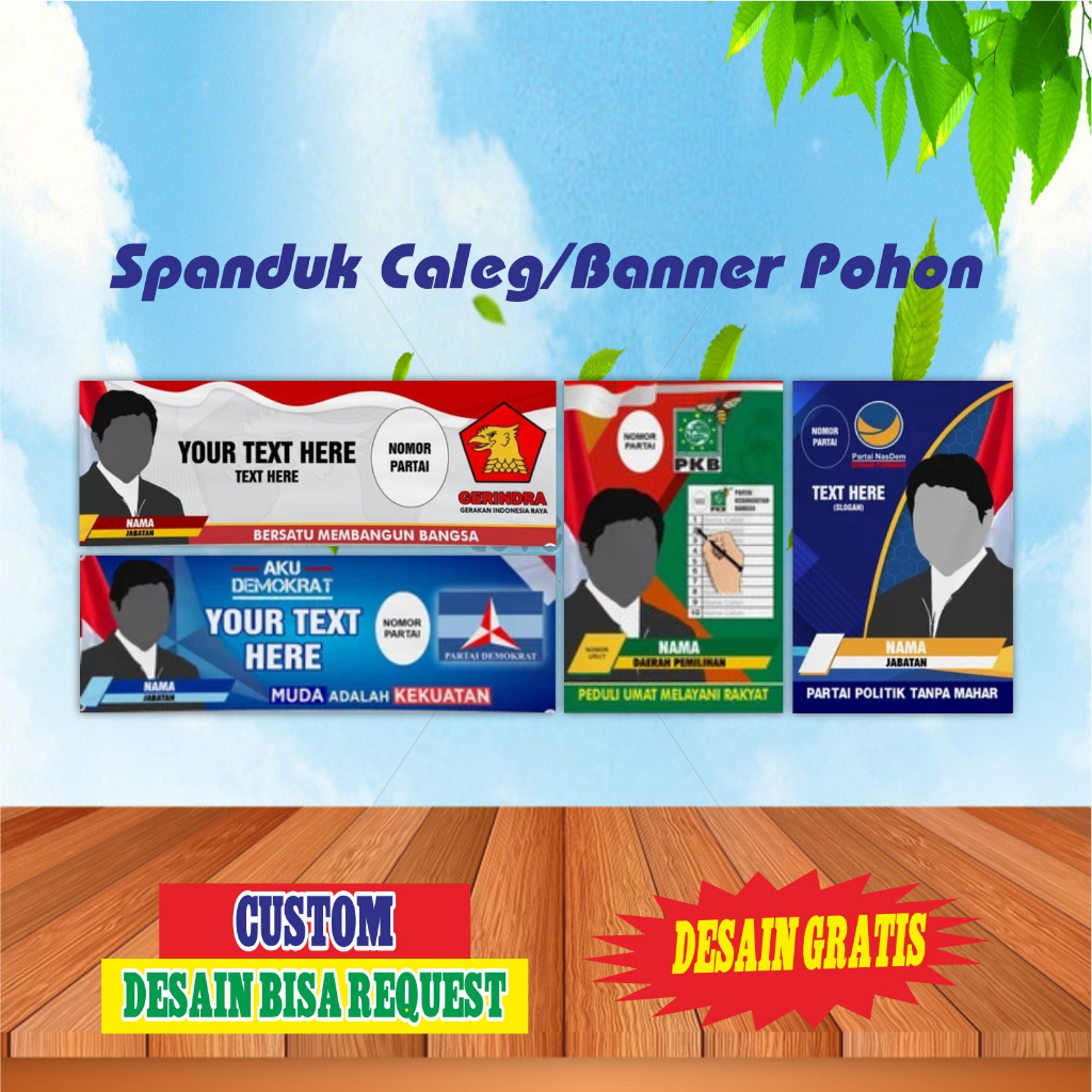 Jual Spanduk Banner Caleg Backdrop Banner Pohon Desain Gratis Custom ...