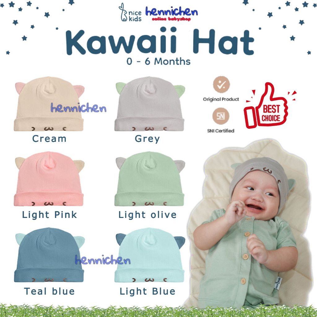 Jual NICE KIDS KAWAII / KAWAI HAT BABY TOPI BAYI MOTIF KUCING NICEKIDS ...