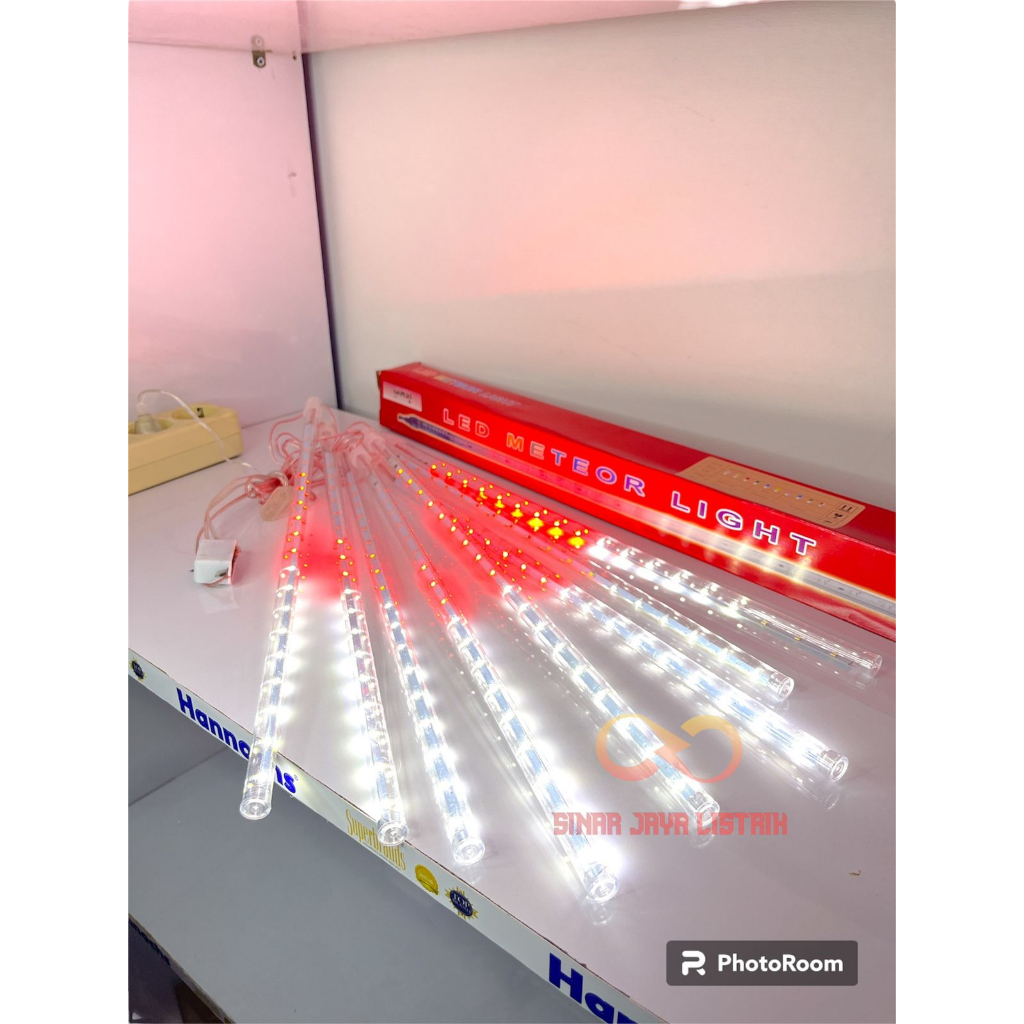Jual Lampu meteor led isi 10 batang/50cm/merah putih jatuh rain snow ...