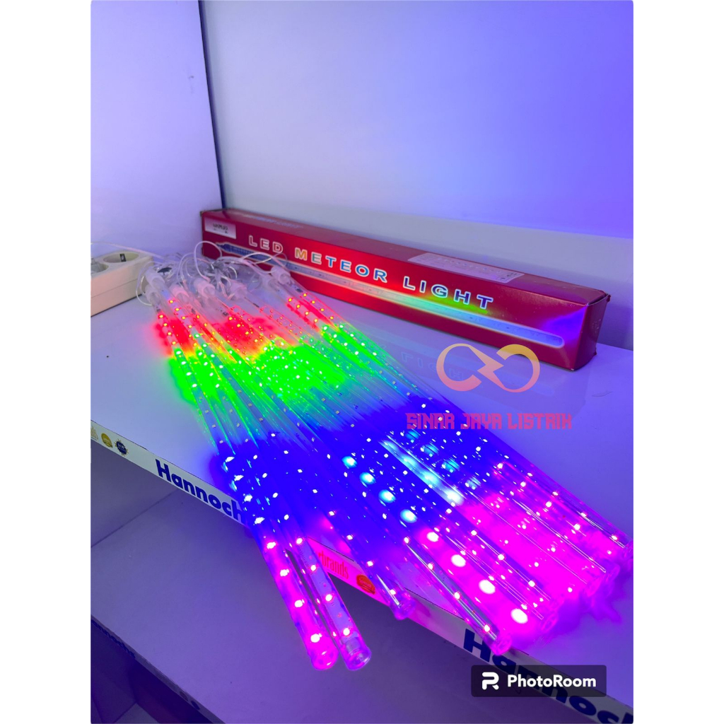 Jual Lampu meteor led isi 8 batang/50cm/RGB jatuh rain snow taman hias ...
