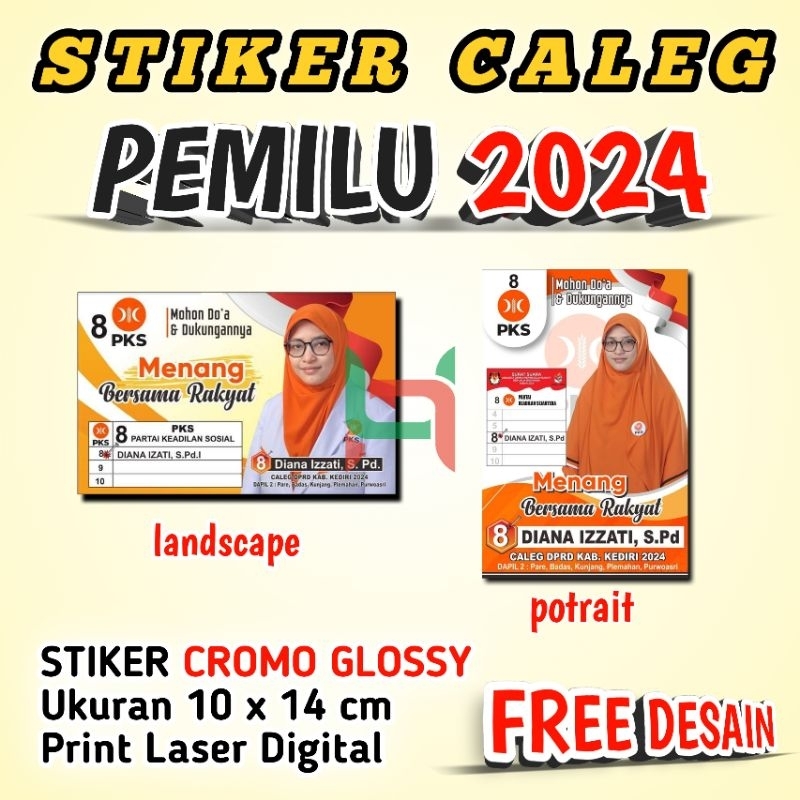 Jual Stiker Caleg pemilu 2024 FREE DESAIN** 100pcs | Shopee Indonesia