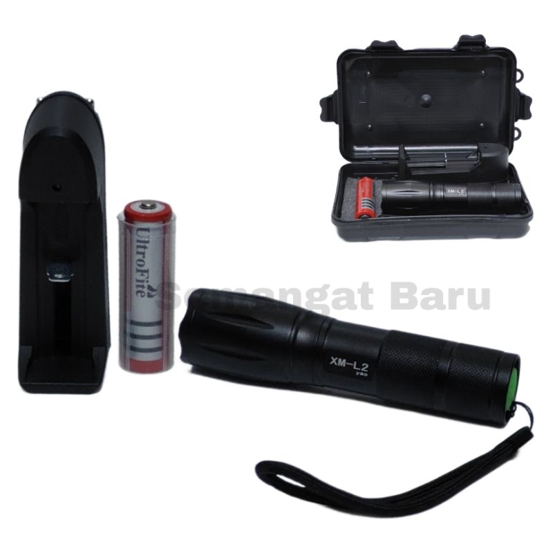 Jual PROMO!! Senter LED Tactical Cree XM-L2/T6 8000Lumens Fullset / Paket Komplit Senter XM-L2 ...