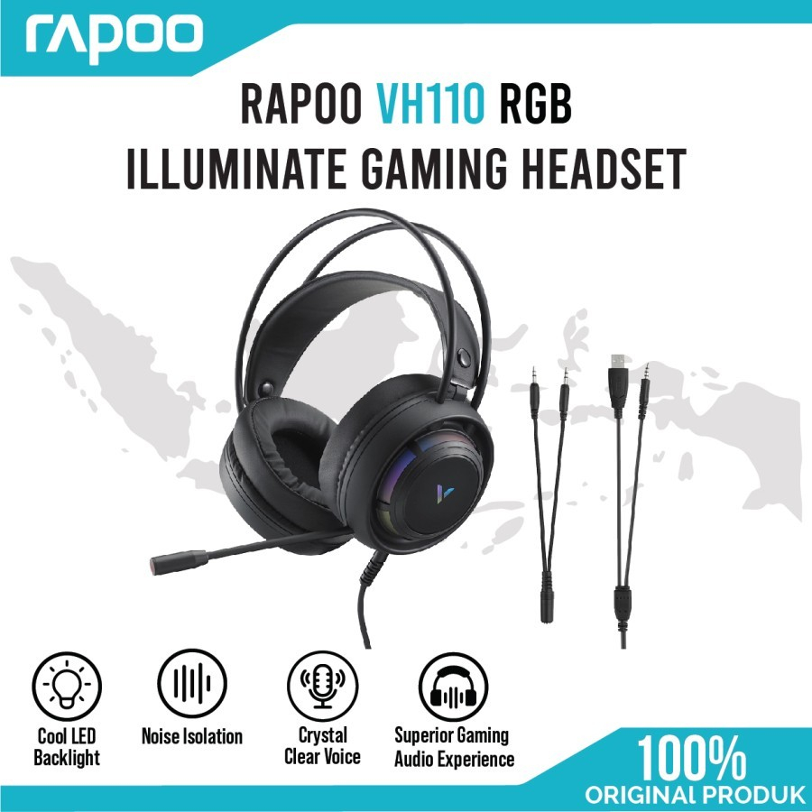 Jual Rapoo VH110 - Illuminated Gaming Headset Black | Shopee Indonesia