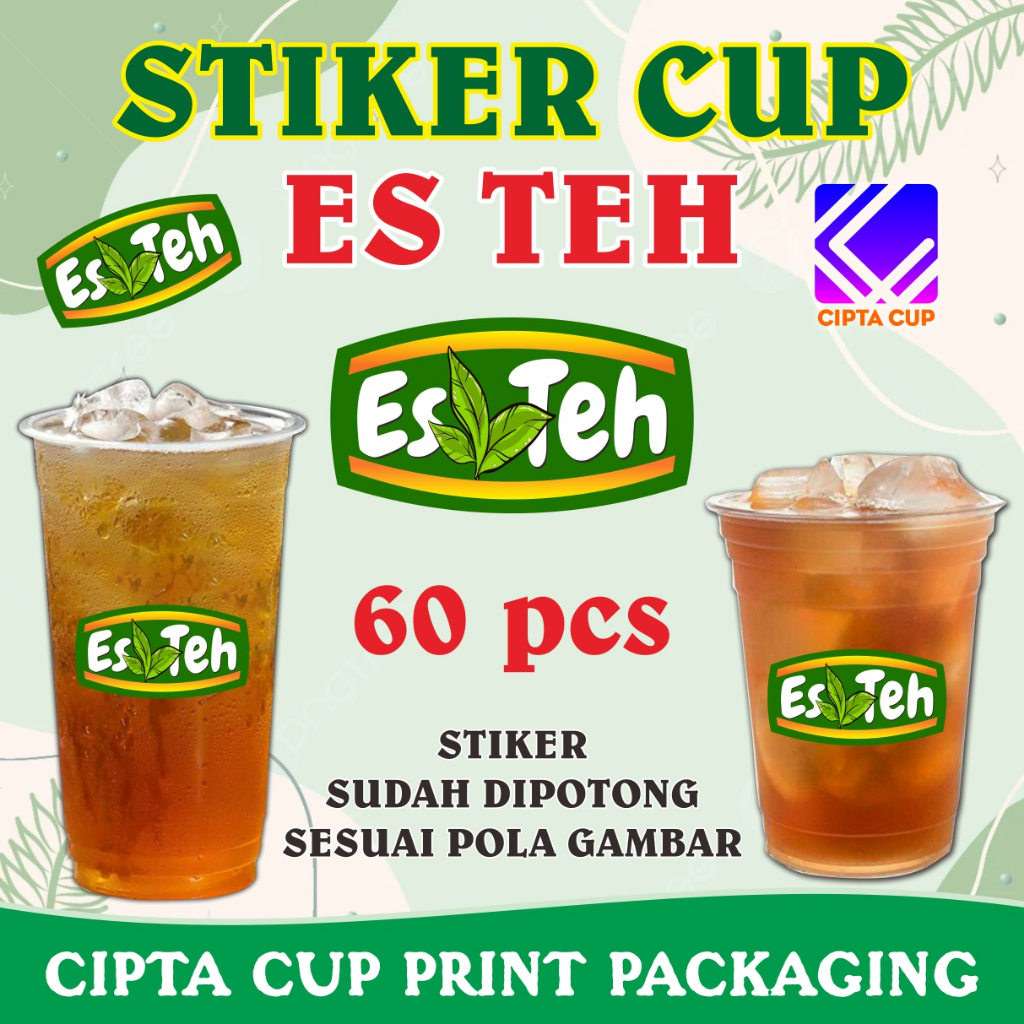 Jual stiker label gelas cup minuman ES TEH | Shopee Indonesia