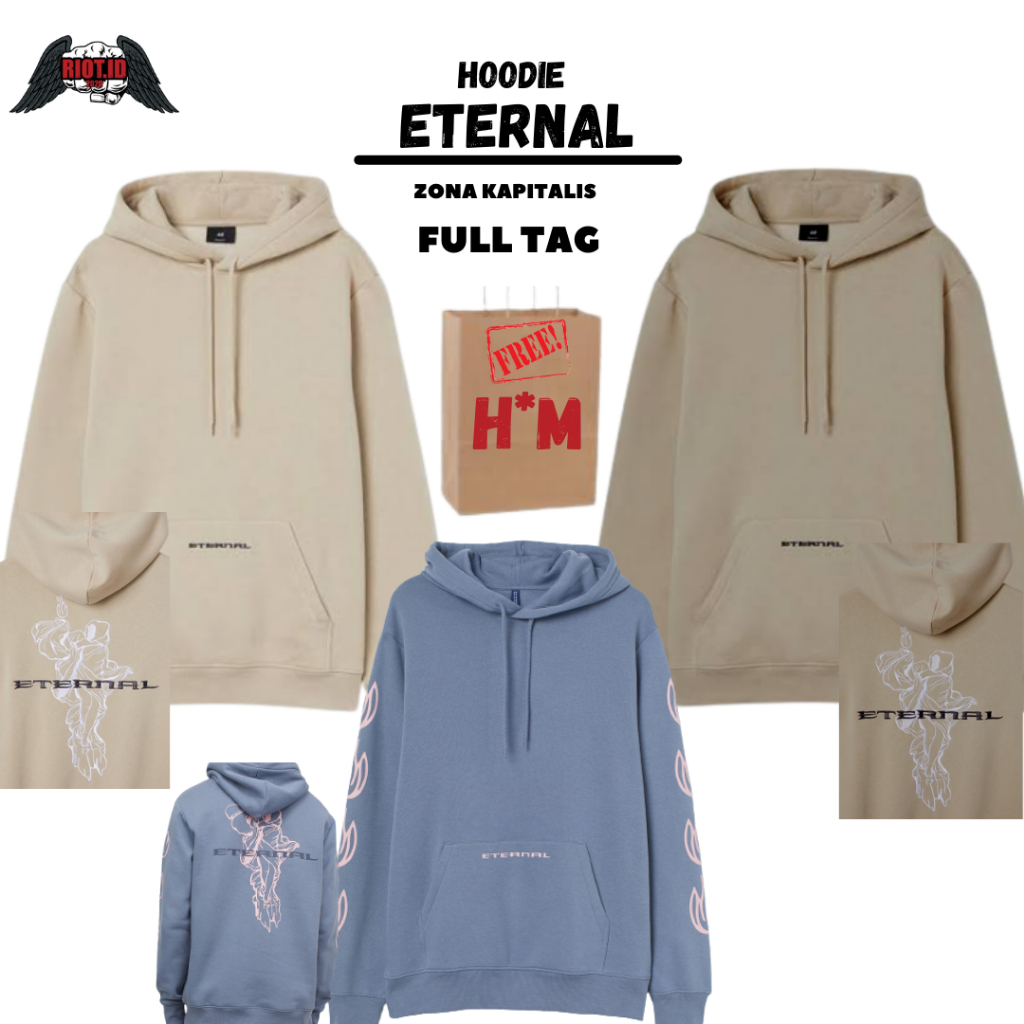 Jual Hoodie HM Eternal Blue Cream Coklat Full Tag HM Jaket Sweater Full ...