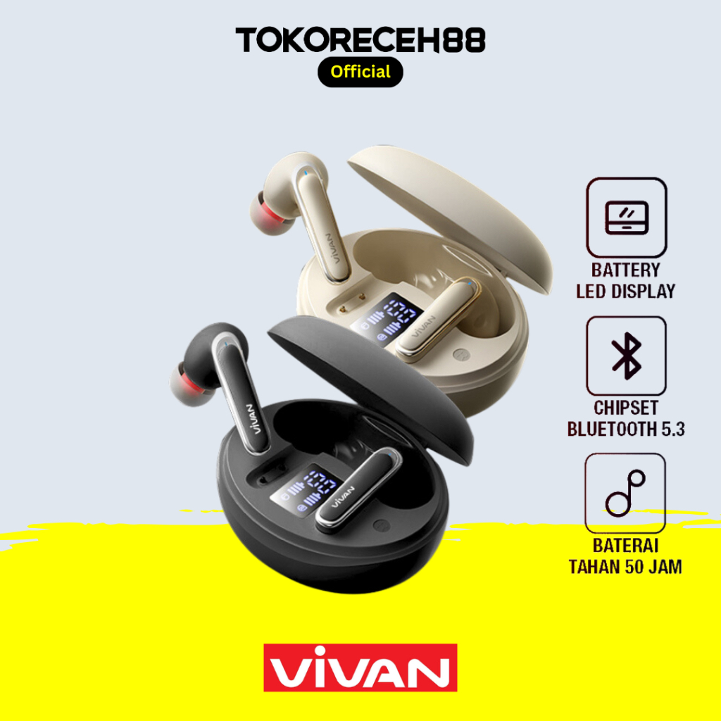 Jual TWS VIVAN Liberty T330 Dual ENC Headset Bluetooth 5.3 Playtime 50 ...