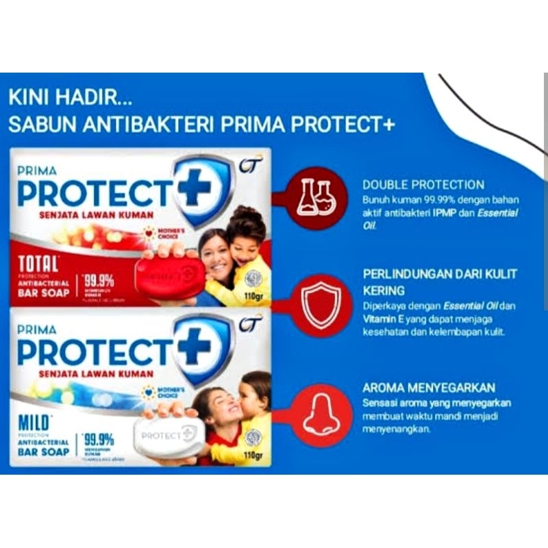 Jual Prima Protect Plus Bar Soap 110 gram (MILD PROTECTION) | Shopee ...