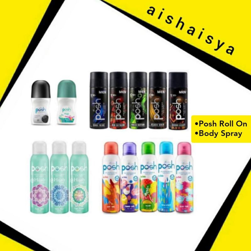 Jual Posh Hijab Deodorant Roll On 50 ml / Posh Body Spray 150 ml ...