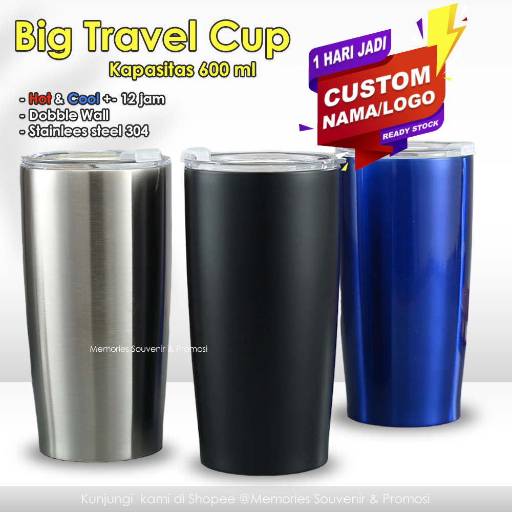 Jual Gelas Besar Jumbo 600 ml Stainlees steel Custom Logo | Travel cup ...