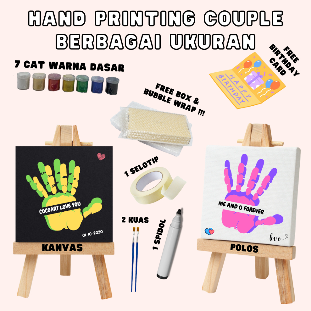 Jual DIY Hand Printing Kit | Hand Painting Kit Couple | Kanvas Cap ...