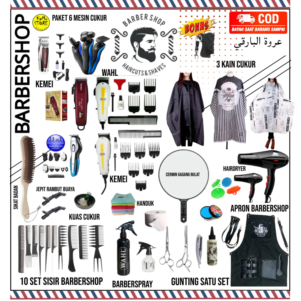Jual Paket Alat Cukur Rambut Lengkap Peralatan Usaha Potong Rambut ...