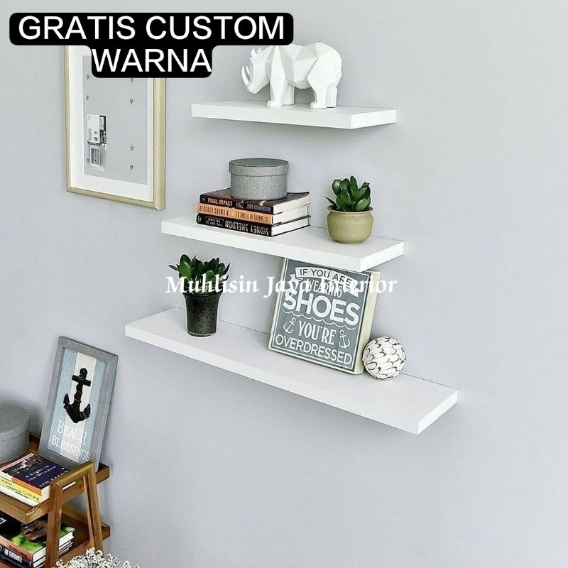 Jual Rak Hambalan Dinding Rak Dinding 3pcs uk.30, 40, 50 Custom Warna ...