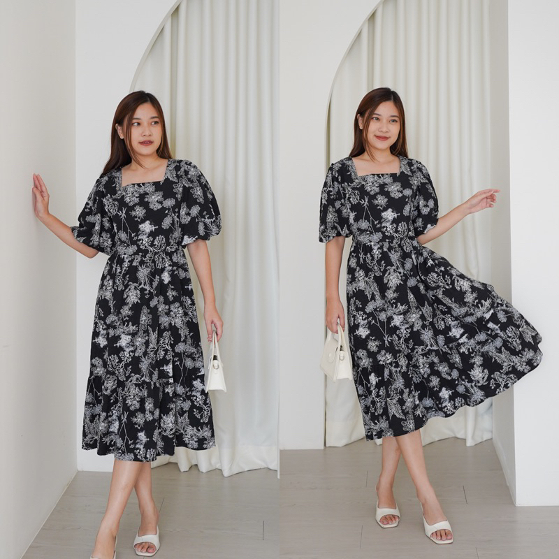 Jual Lilybelle Adelia Dress Bunga Floral Puffy | Shopee Indonesia