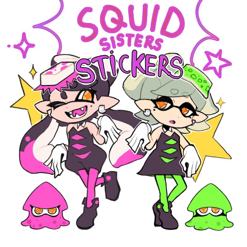 Jual Splatoon Sticker Glossy Paper Star Laminated Squid Sisters Marie Callie Off The Hook Marina ...