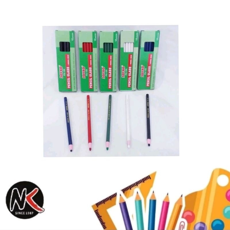 Jual Pencil Glass/Pensil Kaca/Dermatograph JOYKO PG-100 Warna | Shopee ...