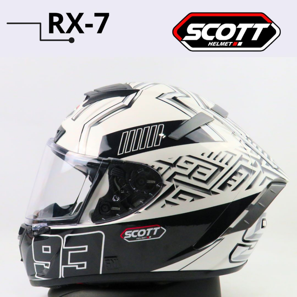 Jual Scott - Helm Full Face RX7 SNI / Marquez White | Shopee Indonesia