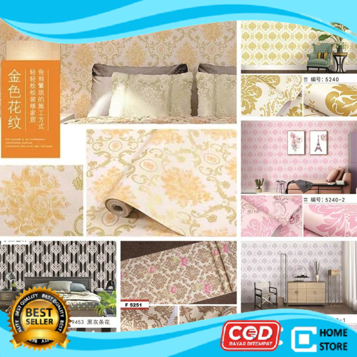 Jual WALLPAPER DINDING KAMAR TIDUR 45CMX1M WALPAPER DINDING RUANG TAMU ...