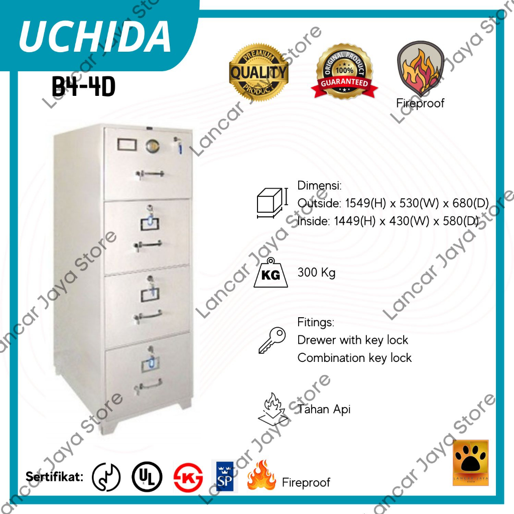 Jual Safety Box Uchida B4-4D Brankas Uchida Tahan Api Safe Deposit Box | Shopee Indonesia
