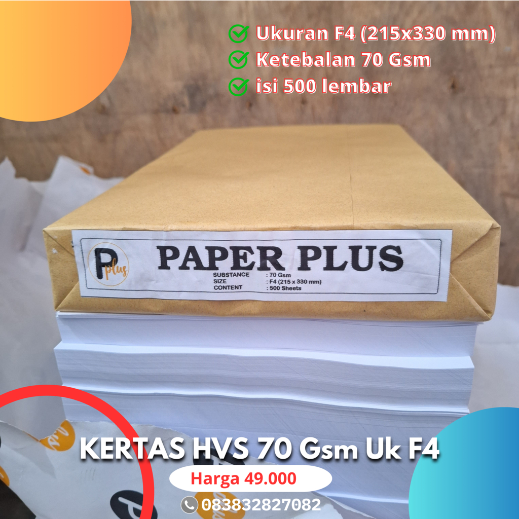 Jual KERTAS HVS PAPER PLUS UKURAN F4 70 GSM | Shopee Indonesia