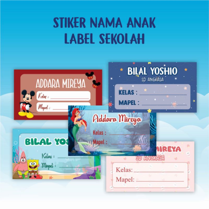 Jual ISI 48 PCS STIKER LABEL SEKOLAH STIKER NAMA ANAK LABEL BUKU STIKER ...