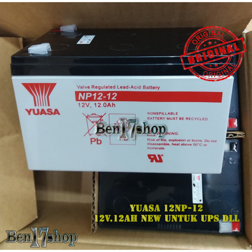 Jual Yuasa battery UPS NP12-12 12V 12volt 12Ah aki accu kering NEW ...