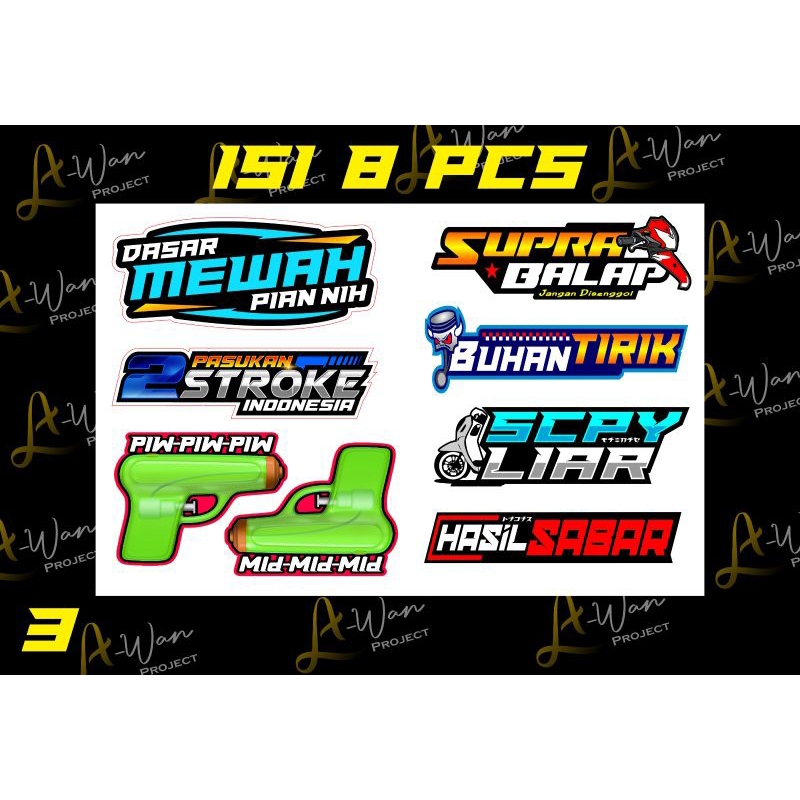 Jual Stiker/Sticker Kata kata racing lucu pack/paket original isi 8pcs ...