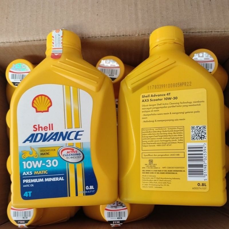 Jual oli shell advance matic AX5 10w-30 0,8 liter (dus 12 botol ...